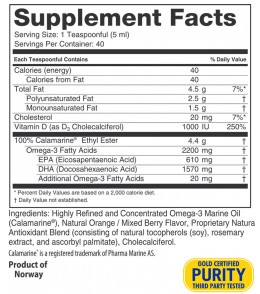 CardioTabs Liquid Omega-3 Orange Berry Flavor