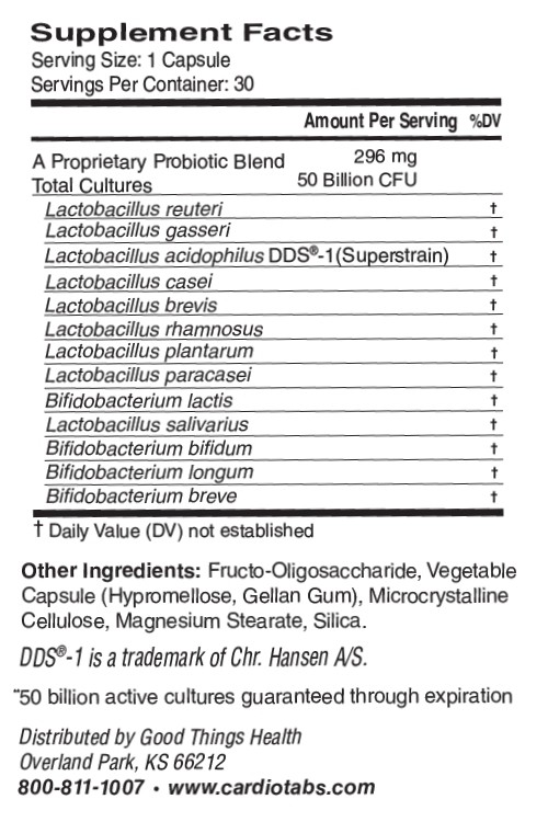 Cardiotabs Probiotic Powerful Support for Digestive and Immune Functions!